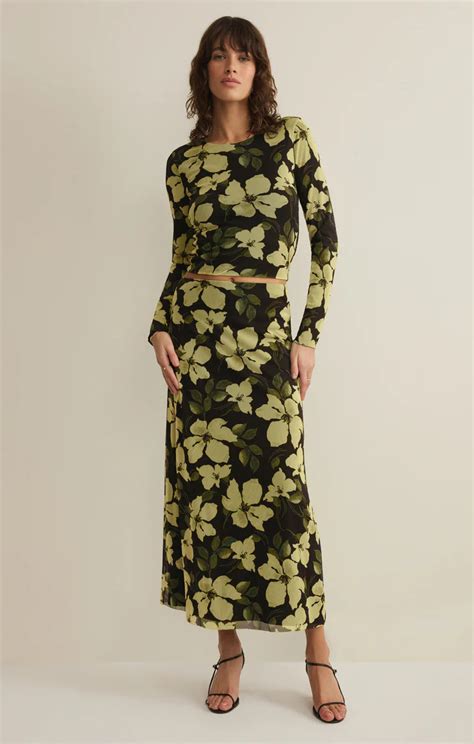 Z Supply Eda Ren Floral Mesh Maxi Skirt Three Broke Sisters