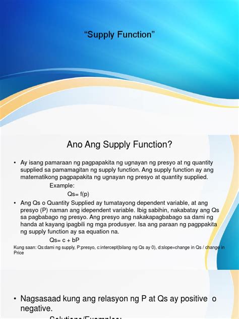Supply Function Pdf
