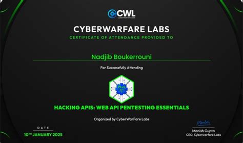 cybersecurity api pentesting owasp cyberwarfarelabs nadjib boukerrouni