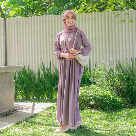 Jual Tafana Emira Dress Gamis Wanita Muslim Kain Cringkle Butik