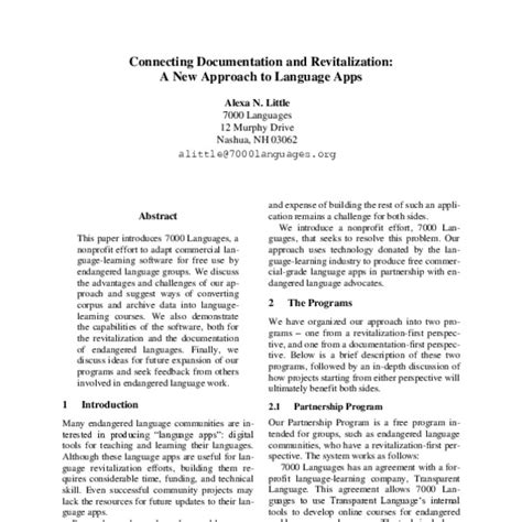 Connecting Documentation And Revitalization A New Approach To Language Apps Acl Anthology