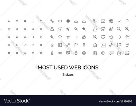 Most Used Webdesign Icons Ui Set Royalty Free Vector Image