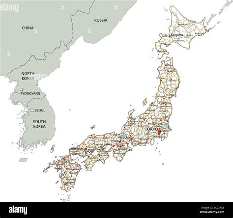 High Detailed Japan Road Map With Labeling Stock Vector Image And Art Alamy
