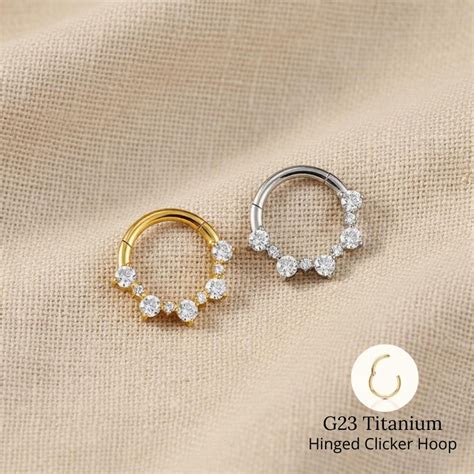 Titanium 16g Hinged Septum Ring Daith Earring Segment Hoop 8mm 10mm