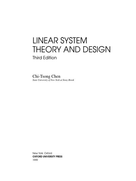 Chen Linear Systems 1 Pdf Matrix Mathematics Control Theory