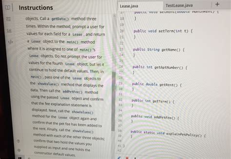 Solved Lease Java TestLease Java 1 Class Lease Private Chegg Com