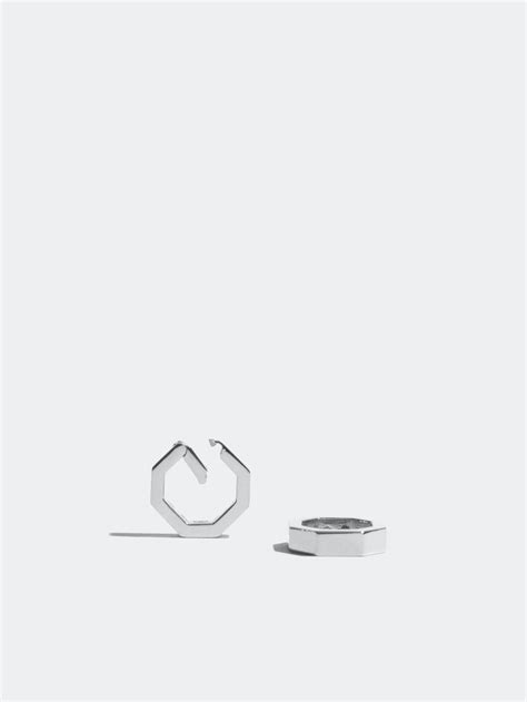 Double Octogone On Cord In Ethical White Gold Jem Jewellery