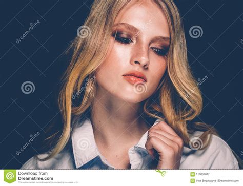 Beauty Woman Face Portrait With Hands Beautiful Spa Model Girl W Stock