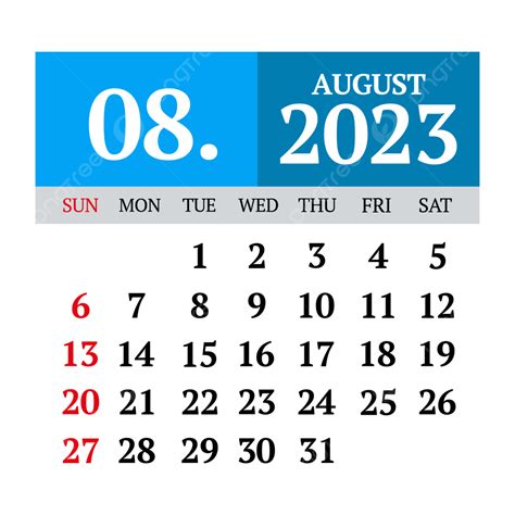 Calendario De Agosto De 2023 De Estilo Moderno Y Limpio Fondo