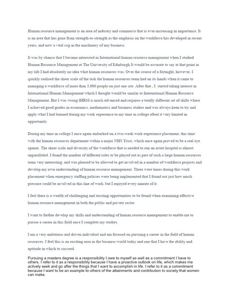 Personal Statement Hr Autorecovered Pdf Human Resources Human