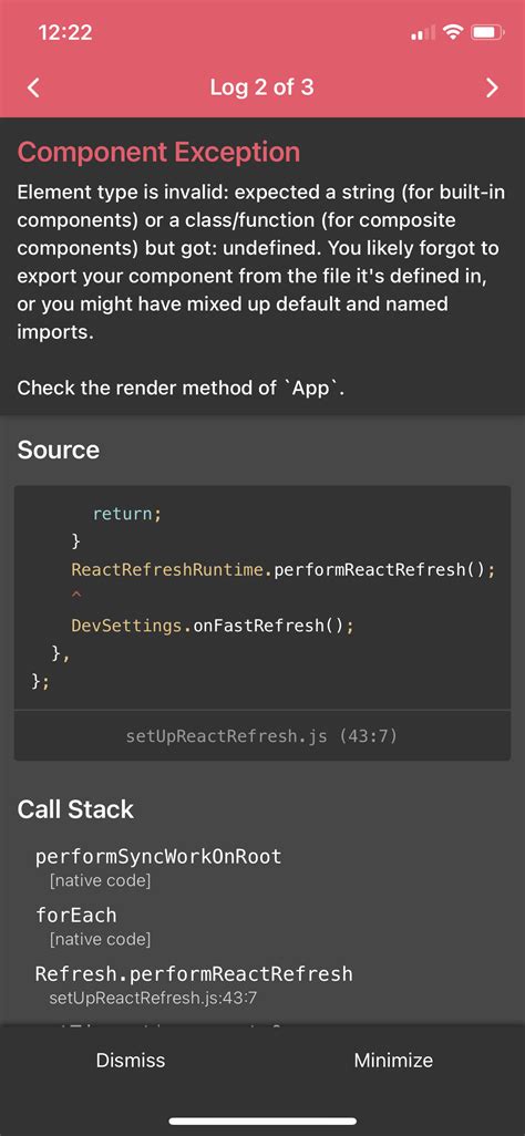 Javascript React Native App Is Not Rendering The Component Stack