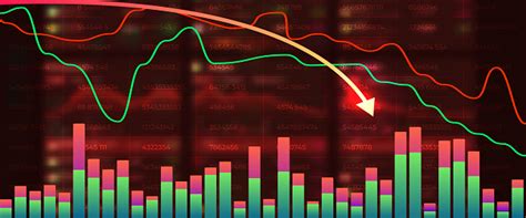 빨간색 배경에 아래쪽 화살표 그래프 돈을 잃는 것 주식 위기 또는 금융 개념 Stock Market Crash에 대한 스톡 벡터