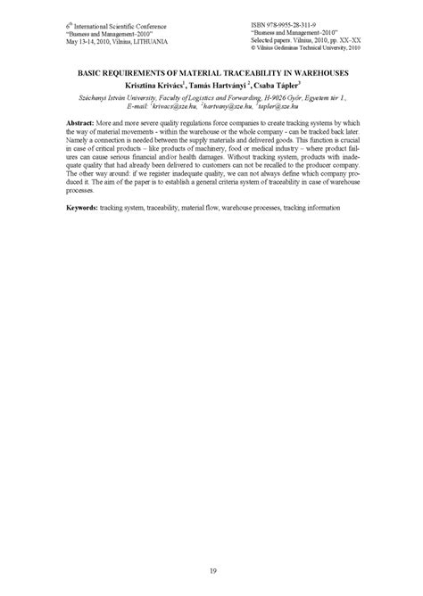 PDF Basic Requirements Of Material Traceability In Warehouses