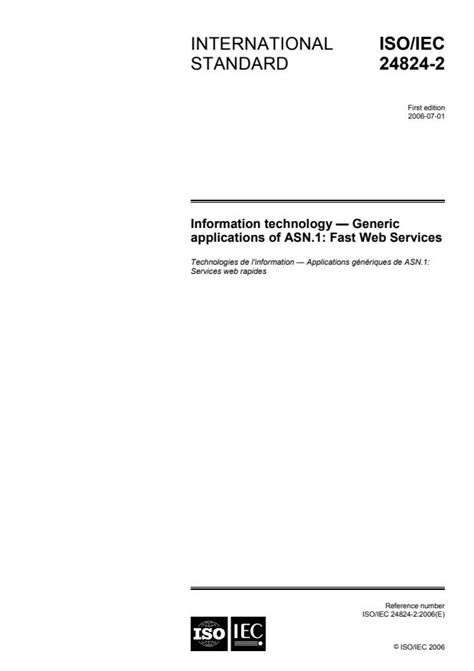 ISO IEC 24824 2 2006 Information Technology Generic Applications Of ASN 1 Fast Web Services
