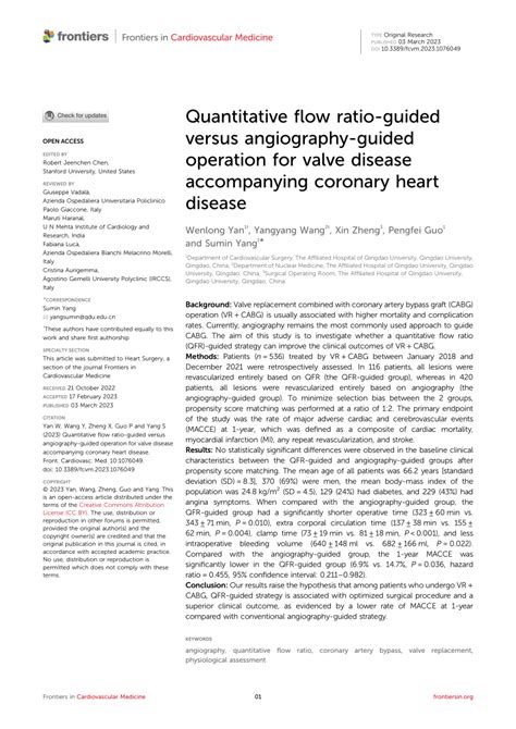 Pdf Quantitative Flow Ratio Guided Versus Angiography Guided