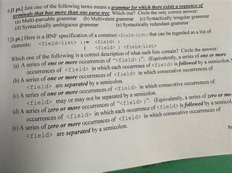 Solved 6 1 Pt Just One Of The Following Terms Means A Chegg