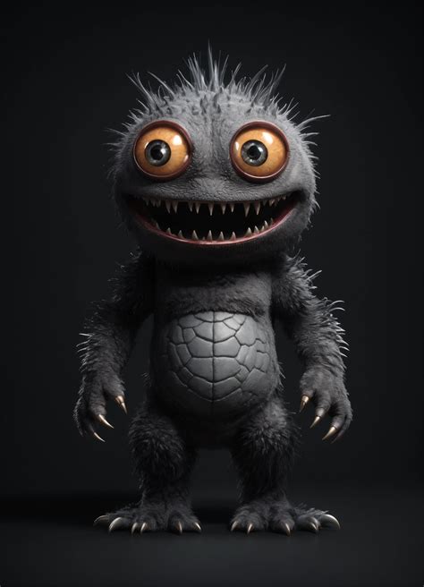 Lexica Very Cute Realistic Grey Monster Whit Many Eyes Standing In