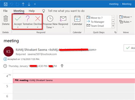 Outlook Meeting Response Options Are Not Visible For Invite