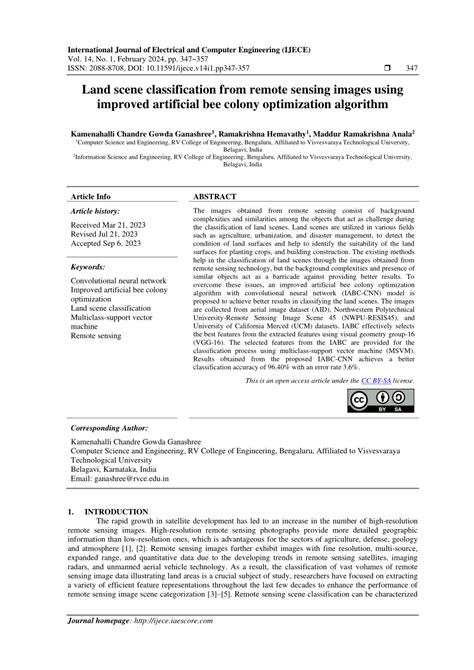 Pdf Land Scene Classification From Remote Sensing Images Using Improved Artificial Bee Colony
