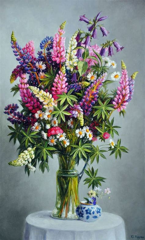 Цветочные натюрморты Художник Юрий Кудрин Часть 2 Flower Art Realistic Flower Drawing