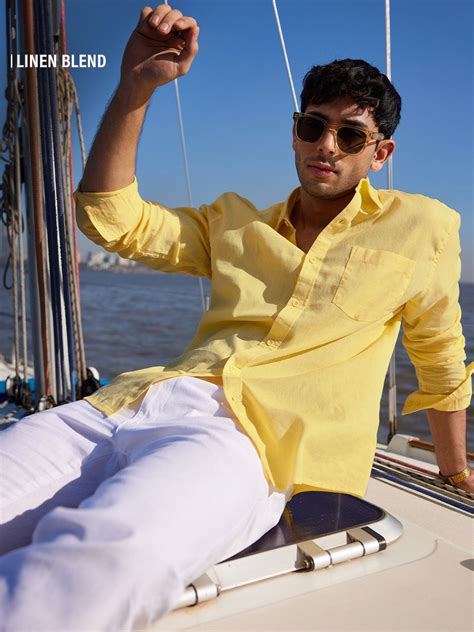 Buy Solids Yellow Mens Shirt Online