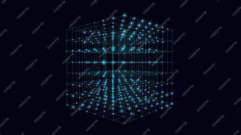 Premium Vector Abstract Blue Scifi Cube With Particle And Line Vector Technology Network