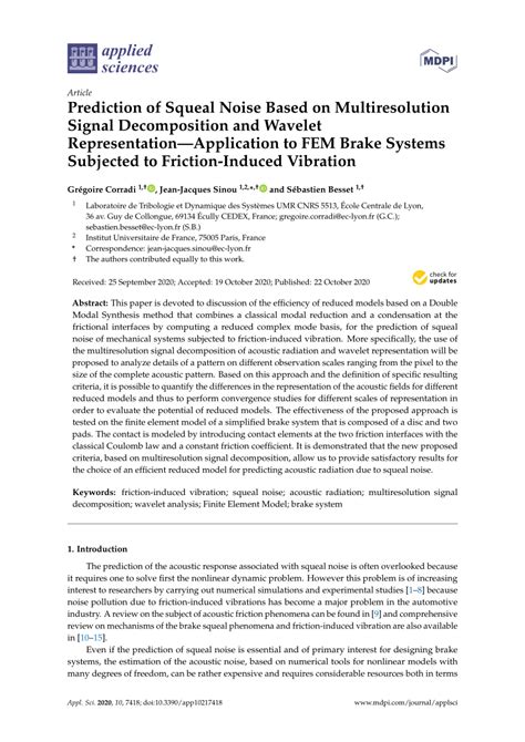 Pdf Prediction Of Squeal Noise Based On Multiresolution Signal