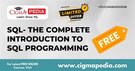 Sql The Complete Introduction To Sql Programming Free Udemy Course Cigma Pedia