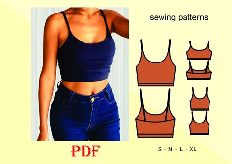 Crop Tank Top Sewing Pattern S Xl Instant Download Easy Digital