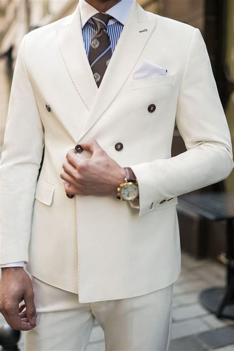 White Double Breasted Suit 2 Piece Viossi Slim Fit Suit Men Slim