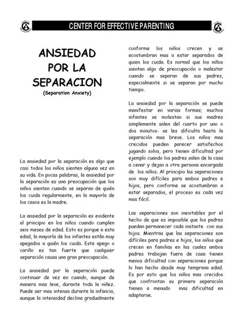 Ansiedad Por Separacion Pdf
