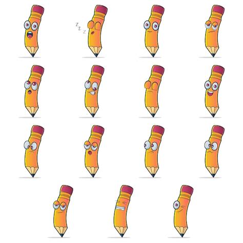 Premium Vector Vector Cartoon Illustration Of Cute Pencil Set