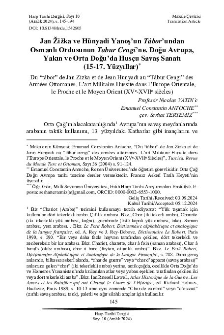 Pdf Jan Žižka Ve Hünyadi Yanoşun Táborundan Osmanlı Ordusunun Tabur Cengine Doğu Avrupa
