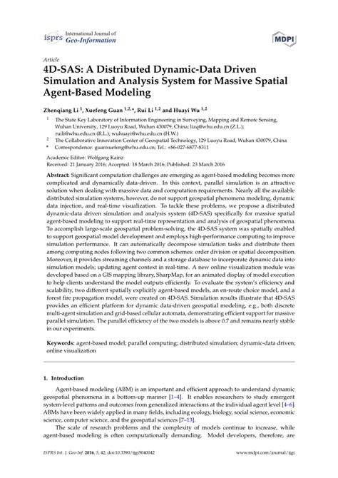 Pdf 4d Sas A Distributed Dynamic Data Driven Simulation And Analysis