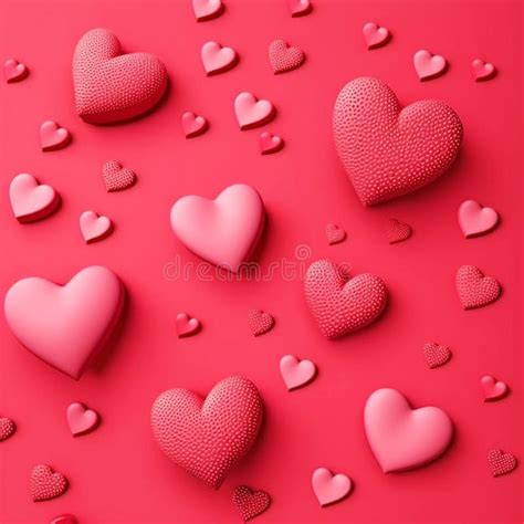 Lots Of Romantic Red Hearts On Pink Background Background Generative