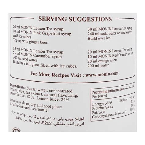 Purchase Monin Iced Tea Lemon Syrup 1 Liter Online At Best Price In