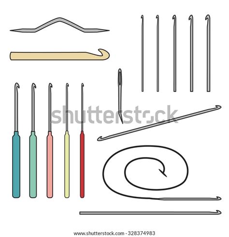 Crochets Set Crochet Tools Single Ended Stock Vector Royalty Free 328374983 Shutterstock