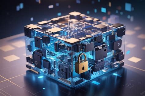 Cube Computing Technology With Padlock Cloud Data And Internet Security Premium Ai Generated Image