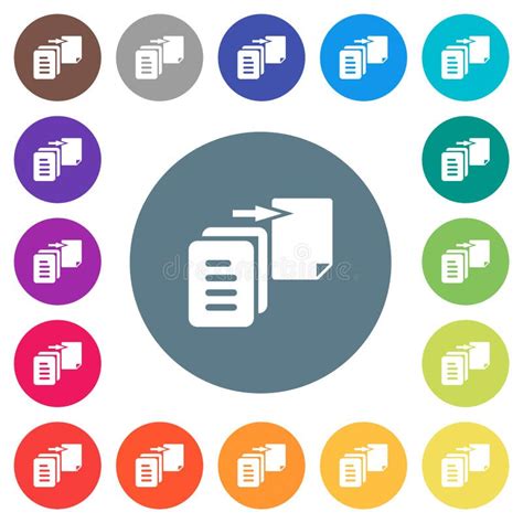 Move File Solid Flat White Icons On Round Color Backgrounds Stock Vector Illustration Of Items