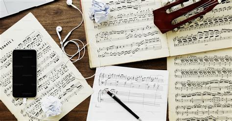 음악 음표의 플랫 레이아웃 이 음악 노트는 우리 자신의 일반적인 디자인입니다 저작권이 있는 디자인을 침해하지 않습니다 사진 Unsplash의 플랫 레이 이미지