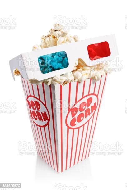 팝콘과 3d 안경의 전체 상자 3d 안경에 대한 스톡 사진 및 기타 이미지 3d 안경 흰색 배경 가득 찬 Istock