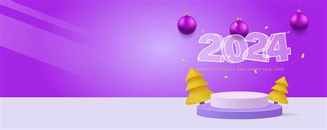 2024 새해 복 많이 받으세요 사실적인 3d 연단 룸 축하 파티 2024 크리스마스 공 로드 파티 개념 크리스마스 포스터 배너 표지 카드 브로셔 전단지 디자인 벡터