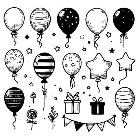 Premium Vector A Set Of Handdrawn Balloon Illustrations With Simple