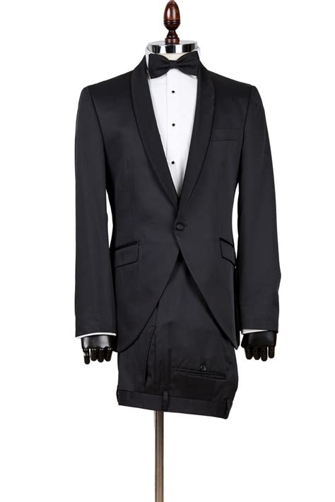Costum Ceremonie Clasic Negru Cu Inserții De Mătase La Rever Felix Ramiro