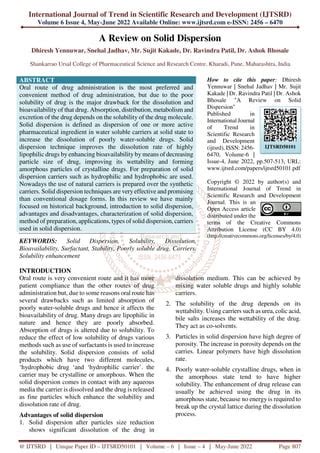 A Review On Solid Dispersion PDF