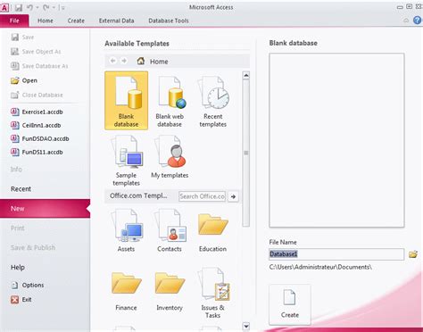 microsoft access databases creating a database