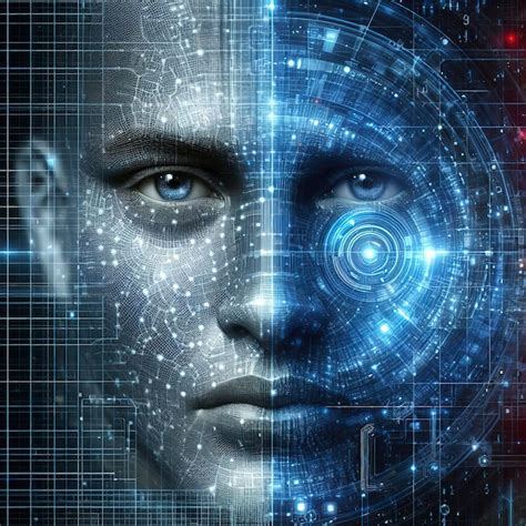 Premium Photo Digital Human Face Abstraction Big Data Artificial