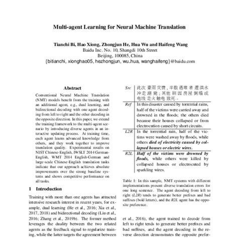 Multi Agent Learning For Neural Machine Translation Acl Anthology