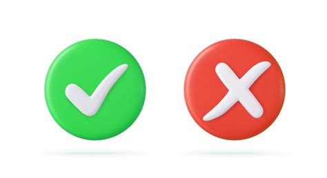 Green Tick Check Mark And Cross Symbols Royalty Free Vector