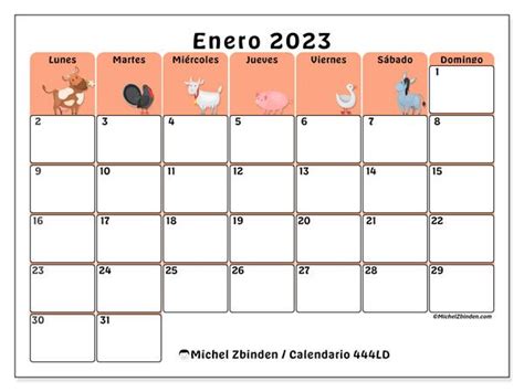 Calendario Enero De 2023 Para Imprimir “444ld” Michel Zbinden Es